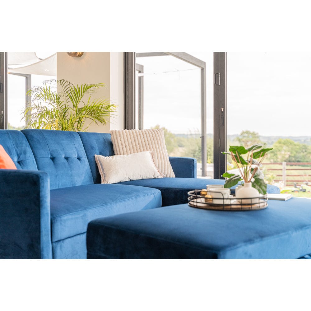 Blue corner chaise sofa store