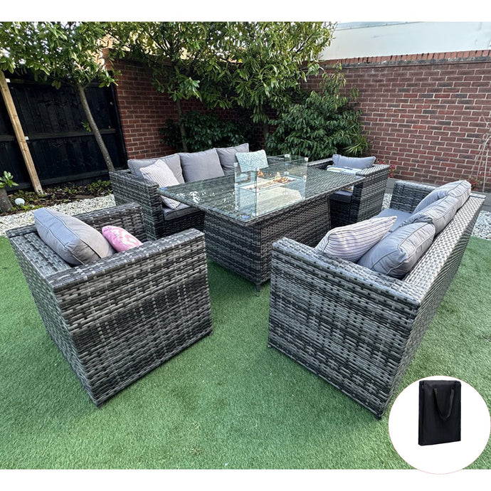 Vancouver 8 Seater Rattan Garden Furniture Sofa Fire Pit – Furniture Maxi
