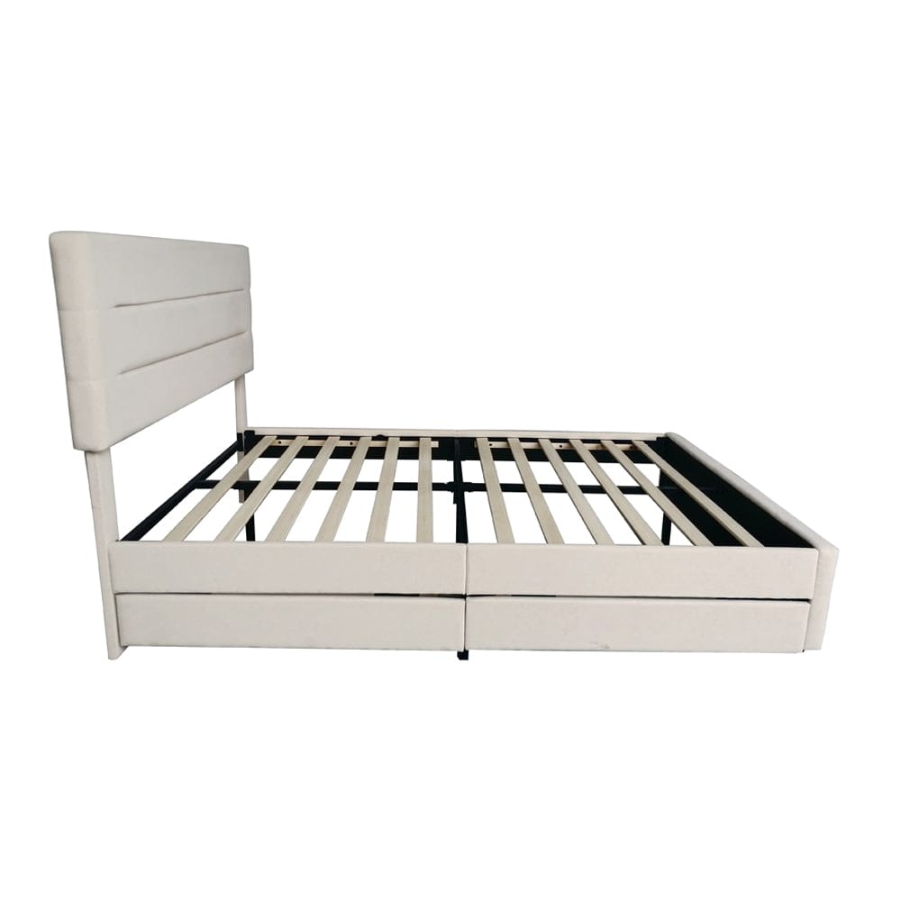 Cibor Wooden Bed Frame with 2 Drawers Single Bed or Double Bed ...