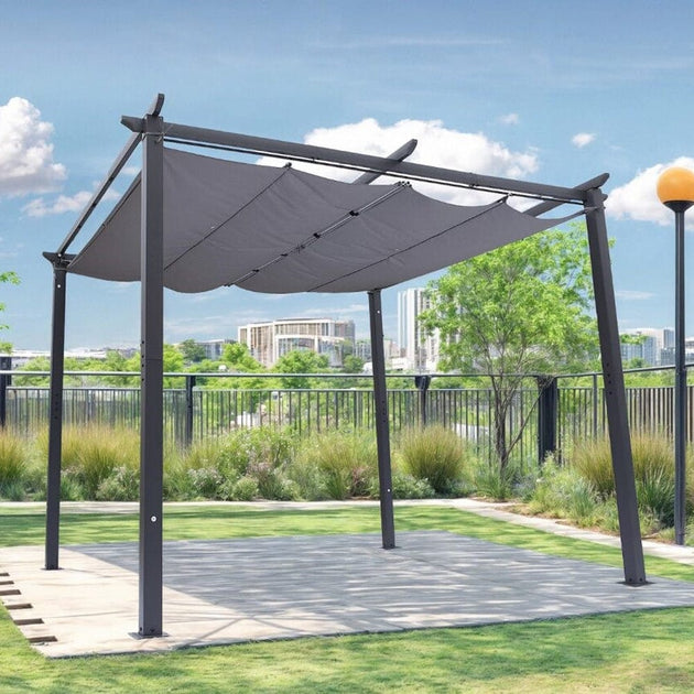 Essential Outdoor Pergola with Roof Event Shelter For Garden Patio Wit