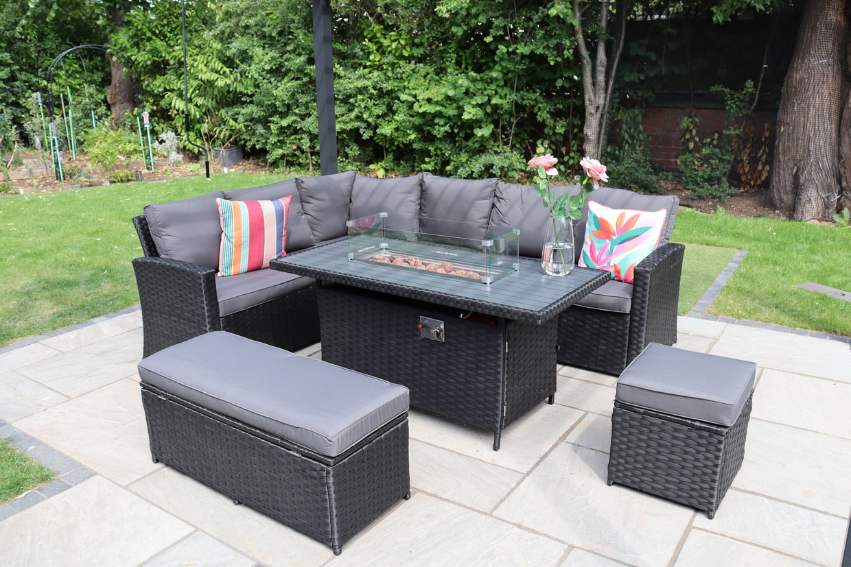 Rosen 9 Seater Rattan Garden Furniture Corner Sofa Set With Aluminum F ...