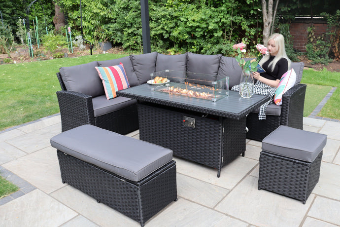 Rosen 9 Seater Rattan Garden Furniture Corner Sofa Set With Aluminum F ...