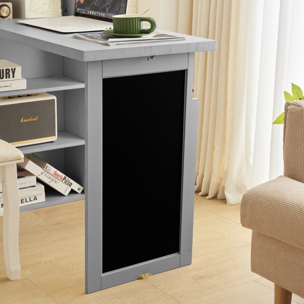 Heritage Foldable Wooden Convertible Office Desk Bookshelf With Blackb
