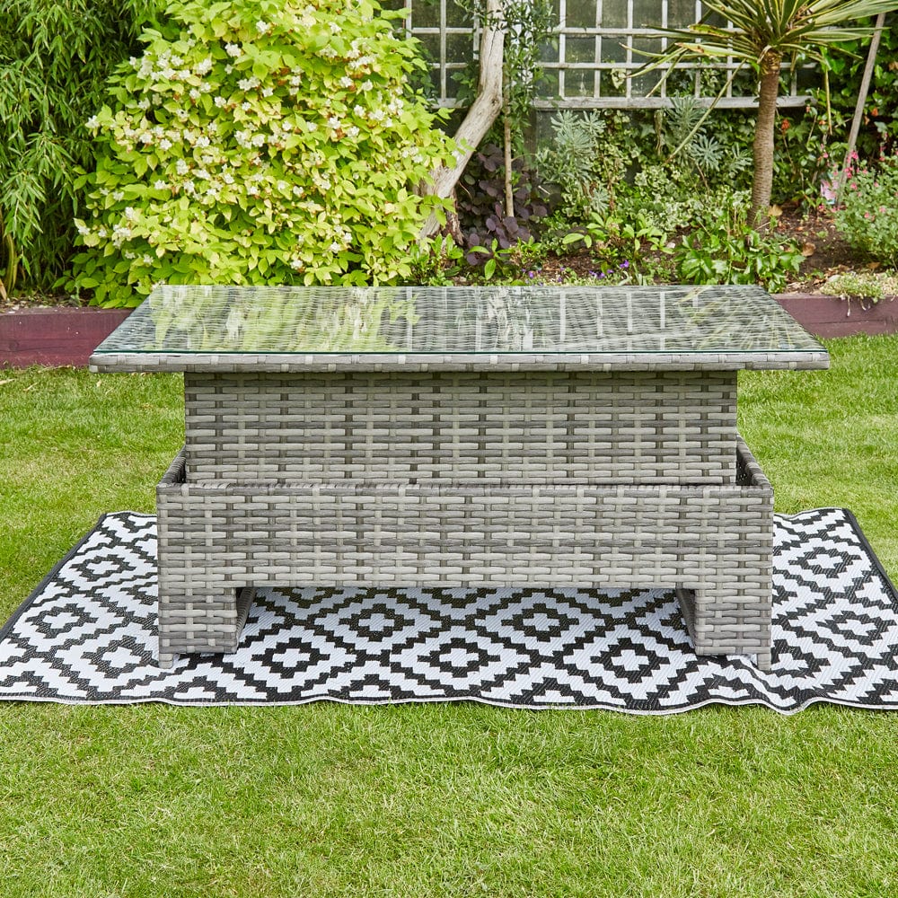 Barcelona 9 Seater Rattan Dining Set w/ Rising Table In Grey