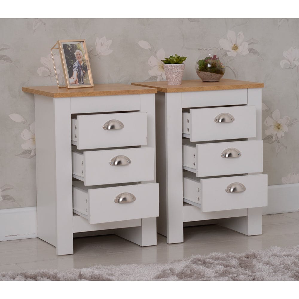 Heritage 3 Piece 6 Draw Chest & Bedside Tables Set White
