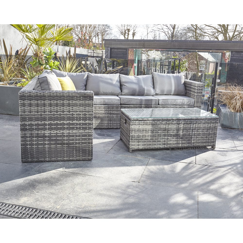 Vancouver 9 Seater Corner Rattan Garden Set In Grey